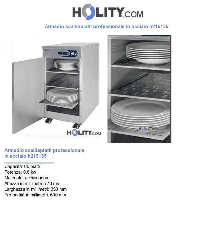 Armadio scaldapiatti professionale in acciaio h215135