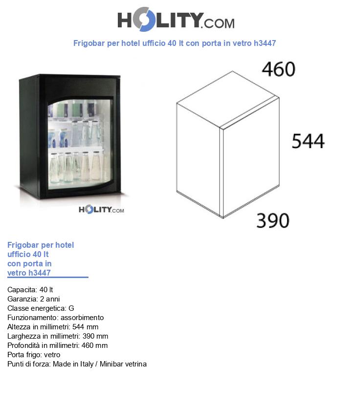 Frigobar per hotel ufficio 40 lt con porta in vetro h3447