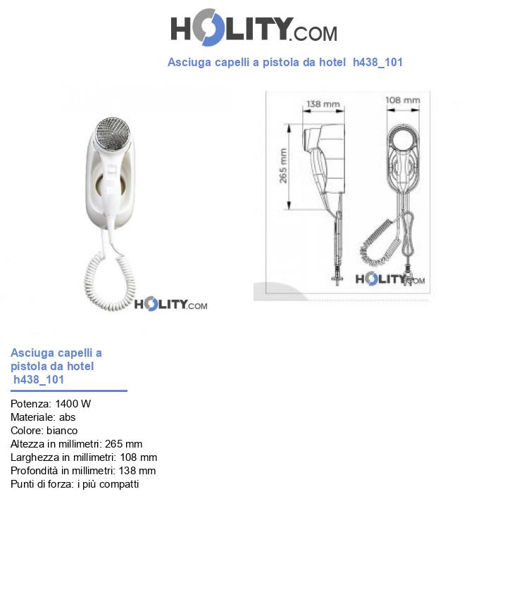 Asciuga capelli a pistola da hotel h438_101